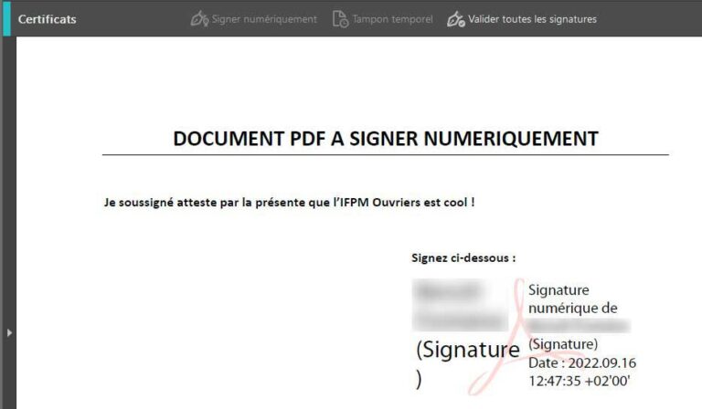 Signer numériquement un document – Modes d'emploi IFPM Ouvriers